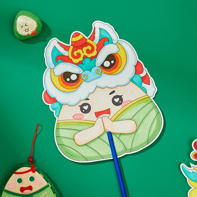 端午节涂鸦手工扇子diy材