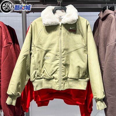 耐克女子人造皮翻领夹克外套