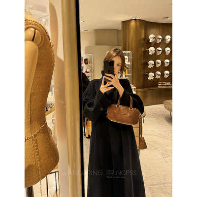 钱美西◆880g100澳毛立领双面尼大衣 气质宽松廓形长款外套女2色