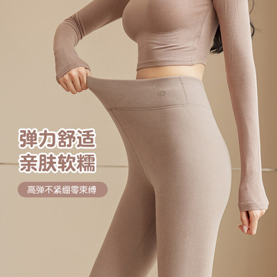 80936#秋冬新款高腰加绒加厚弹力贴身椰子绒收腹提臀保暖暖秋裤女
