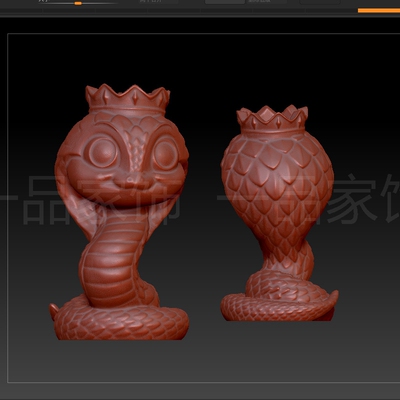 扫描皇上蛇.stlstl雕刻图圆雕图模型文件三维立体精雕图3d打印图