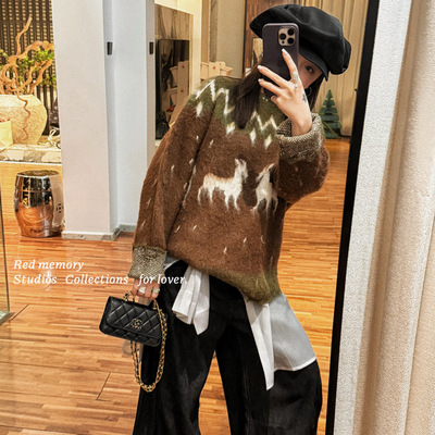 撞色毛衣洋气新店洋气