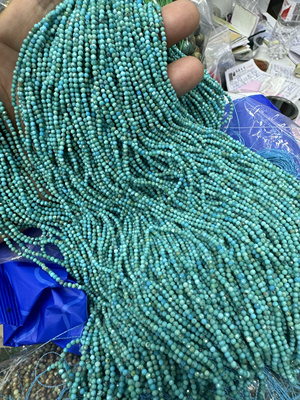 湖北绿松石小珠子2mm切角圆珠DIY锁骨链项链手链