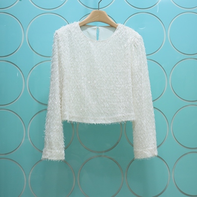 MRER莫乂义 专柜正品春季新款减龄短款长袖流苏丝衫上衣R5C20611