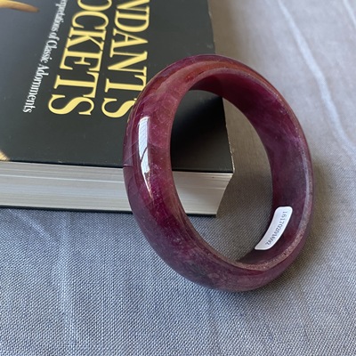 天然红宝石手镯全红冰种透体带猫眼效应老矿无优化一物一图圈口59