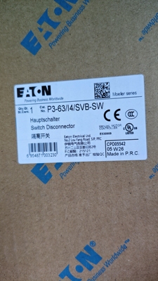 EATON伊顿P3-63/I4/SVB-SW 负荷隔离开关63A  , 表面安装