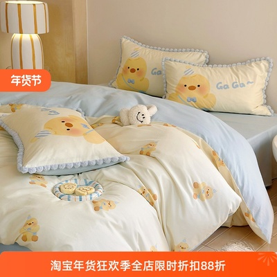 卡通100支磨毛四件套全棉床品