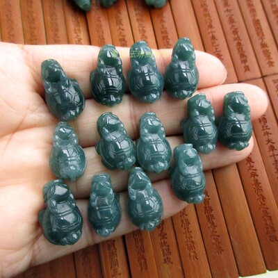 蓝色蓝水小龙头龟龙龟天然翡翠玉