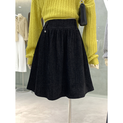 超软糯！森系甜美纯色宽松中裙女