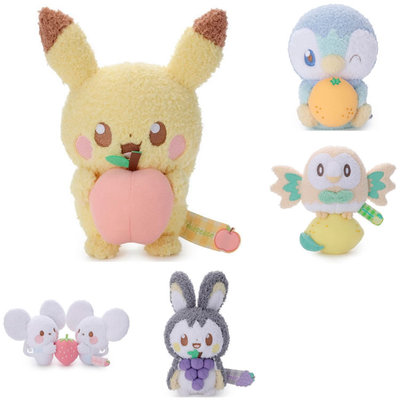 TOMY宝可梦PokePeace缤纷水果系列皮卡丘波加曼木木枭一对鼠毛绒