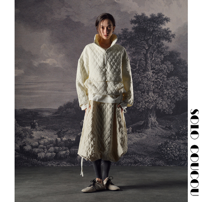 SoloCoucou索乐秋冬新款绗棉压花休闲外套气球半裙松弛感懒人套装