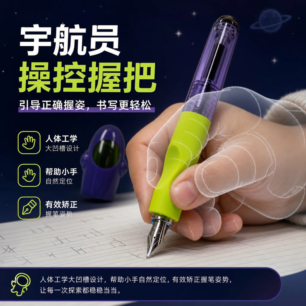 英雄P208磁吸正姿钢笔银河探索高颜值练字笔可替换墨囊小学生刻字