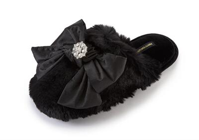 英国购回现货品牌授权PrettyYou秋冬Alyssa毛毛包头拖鞋Black