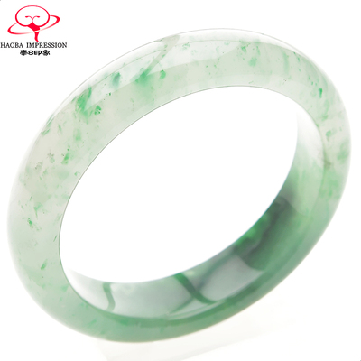 豪8印象翡王妃F125010F115非洲翠手镯圈口53.7mm冰种绿飘花玉镯子