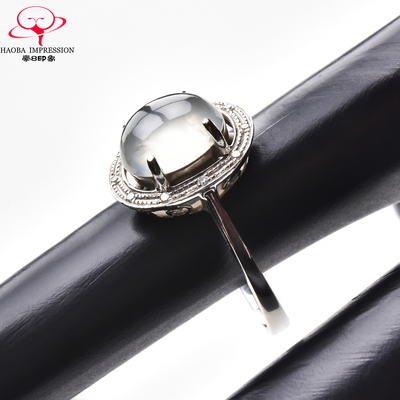 豪8印象·手镯之家M185翡翠戒指内径16.7mm玻璃种镶18K金戒指