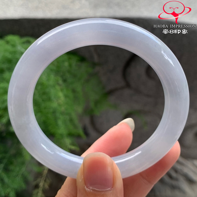 豪8印象V26518V1493翡翠圆条手镯圈口54.4天然冰种紫罗兰玉手镯