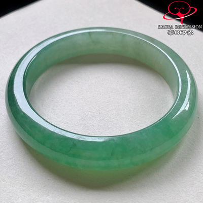 豪8印象V26518V1927翡翠手镯圈口54天然冰种油绿缅甸玉手镯a货