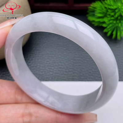 豪8印象X26005X1078翡翠手镯圈口62.5天然缅甸a货冰白玉镯-有缺口