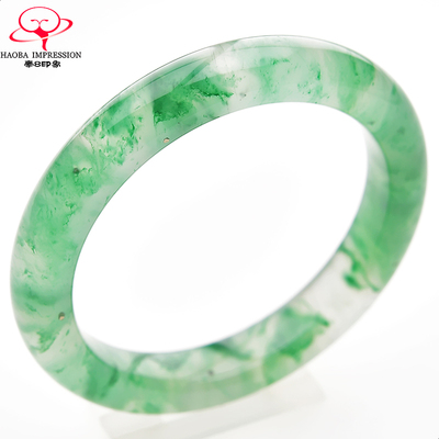 豪8印象·翡王妃F825080F115非洲翠手镯圈口57.9mm冰种飘花玉镯子