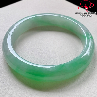 豪8印象V26480V2322翡翠手镯圈口54.2天然冰糯种阳绿缅甸玉手镯