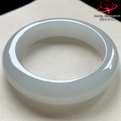 豪8印象V261000V1790翡翠手镯圈口56.5天然冰种白月光缅甸玉手镯