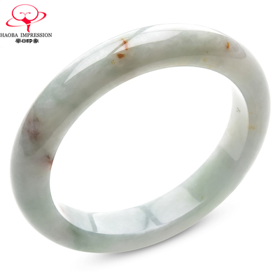 豪8印象手镯之家S125010Y692翡翠手镯圈口52.5mm浅绿带洒金玉镯