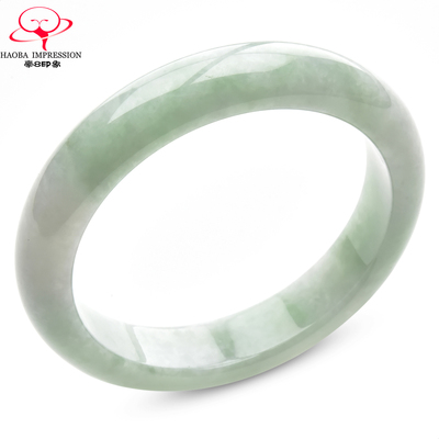 豪8印象P26048P244翡翠手镯圈口53.5mm冰糯种淡绿天然缅甸玉镯