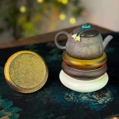 实心圆轮壶承杯垫 口径9-9.5 高2.5 林峰老师 柴烧杯垫