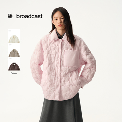 播商场同款粉色短款几何绗缝鹅绒服女冬新款保暖外套BDS4RD3151