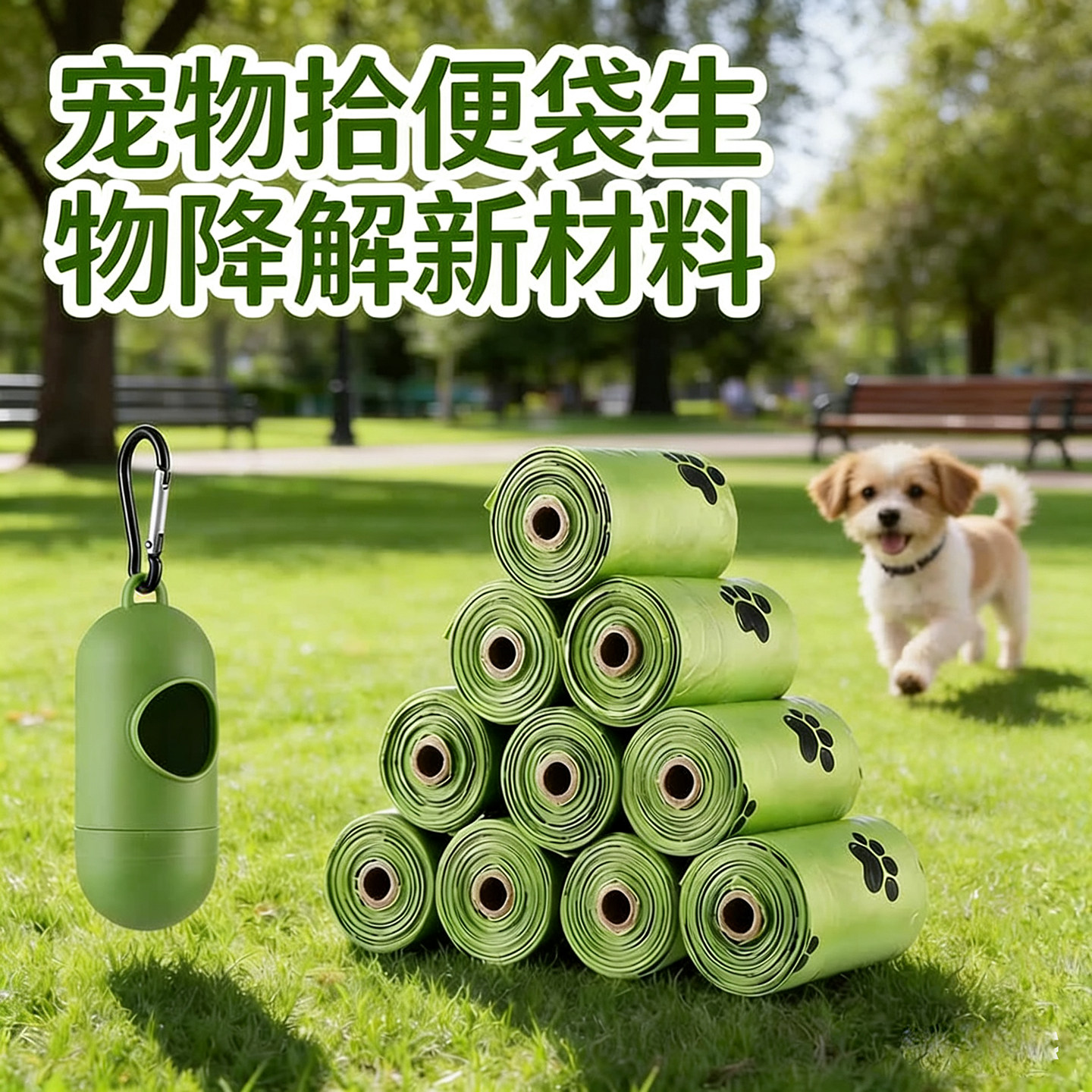 加厚可降解拾便袋宠物垃圾袋捡狗屎袋带登山扣分配器遛狗外出便携