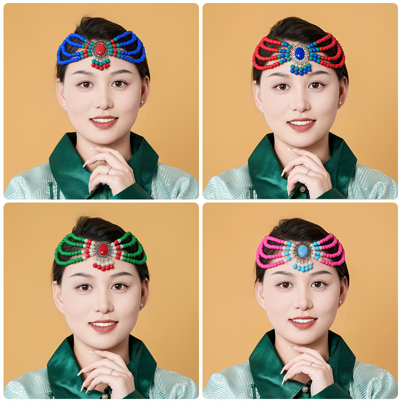头饰蒙古族舞蹈演出女士儿童通用手工发饰少数民族蒙古袍配佩饰