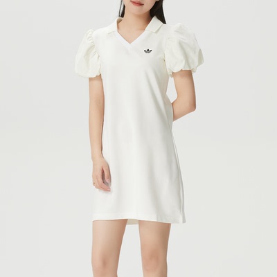 ADIDAS阿迪达斯女子夏季针织运动休闲泡泡袖连衣裙 KE3437 KD0302