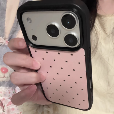 ins风粉底黑色星星亚克力黑边适用苹果iPhone17promax手机壳15pro小米14Pro保护套华为mate60P70防摔三星S23
