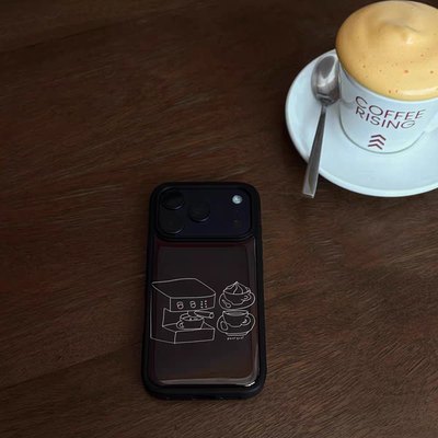 ins原创风复古制作咖啡黑边软壳适用苹果iPhone17promax手机壳1612pro小米1415Pro华为mate60p70三星S23防摔