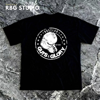 拳击短袖T恤  拳击衣服 拳击训练衣服 Boxing印花 白色运动棉短袖