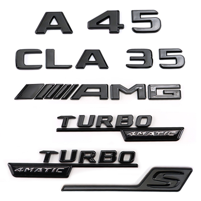 适用奔驰新款a35 a45 cla45s amg改装黑色英文后尾字标车标侧标贴