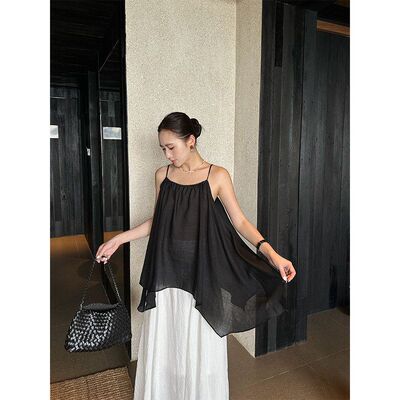 万为度假风设计感背心女2026夏