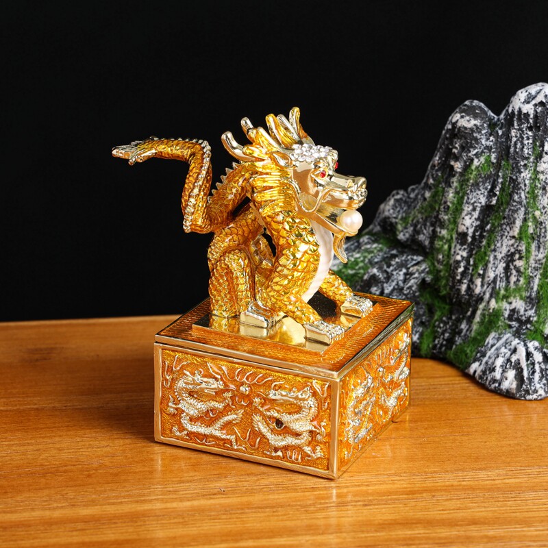 珐琅工艺品中国龙合金摆件首饰盒金属风水装饰珠宝收纳盒乔迁礼品