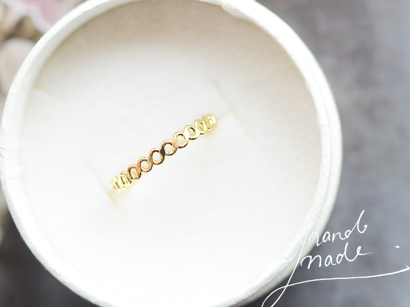 VX13可绑珠链条编织开口调节戒指圈 18K包金镀18K金镀金 1枚_虎窝淘