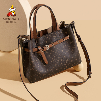 稻草人官方正品女包2025新款大容量手提包斜挎包妈妈包字母老花包