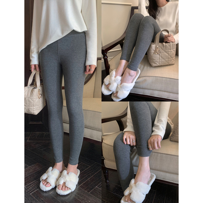 MULVAN【现货6折】 暖绒私语 黑色抓绒高腰打底裤女加绒保暖裤子