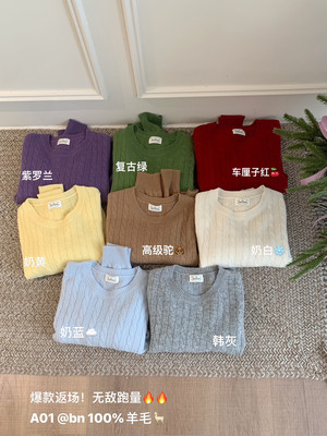 芭妮Bonnet】韩标款简约麻花圆领套头毛衣针织衫女高级感穿搭单品