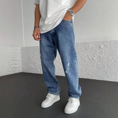Hot Selling Sretch Men's rendy Ripped Zipper Leg Trousers Nk