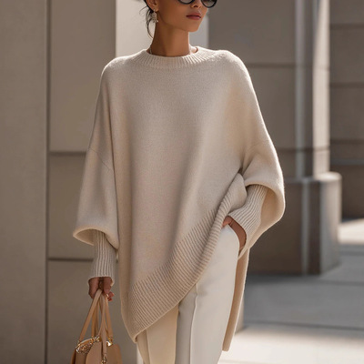 2026 Round Neck Pullover Sweater Women's Loose Lazy Style So