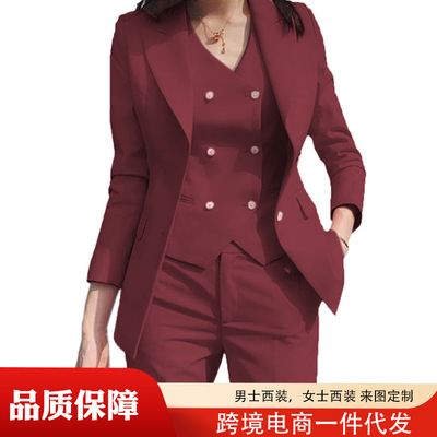 Women's -issued Women's Suit With Barge llar Professional Su