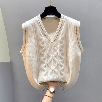 2026 Large Size Knitted Vest Overlap Wear Women's V-neck Loo