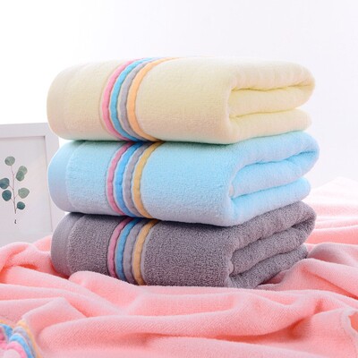 tton Towel Rainbow Strip Bath Towel Embroidered Character Se