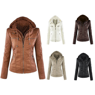 Fashion Jacket Lapel Solid lor Zipper Large Size Short Jacke