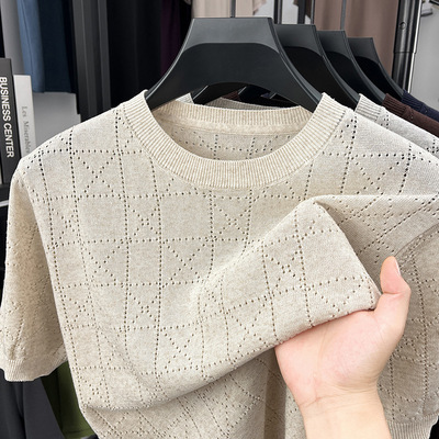 Live High-end Men's Knitwear Men's Short-sleeved Crewneck T-