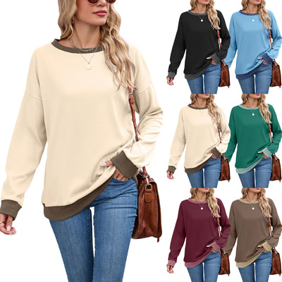 2026 Women's Crewneck Loose lorblock Rib Women